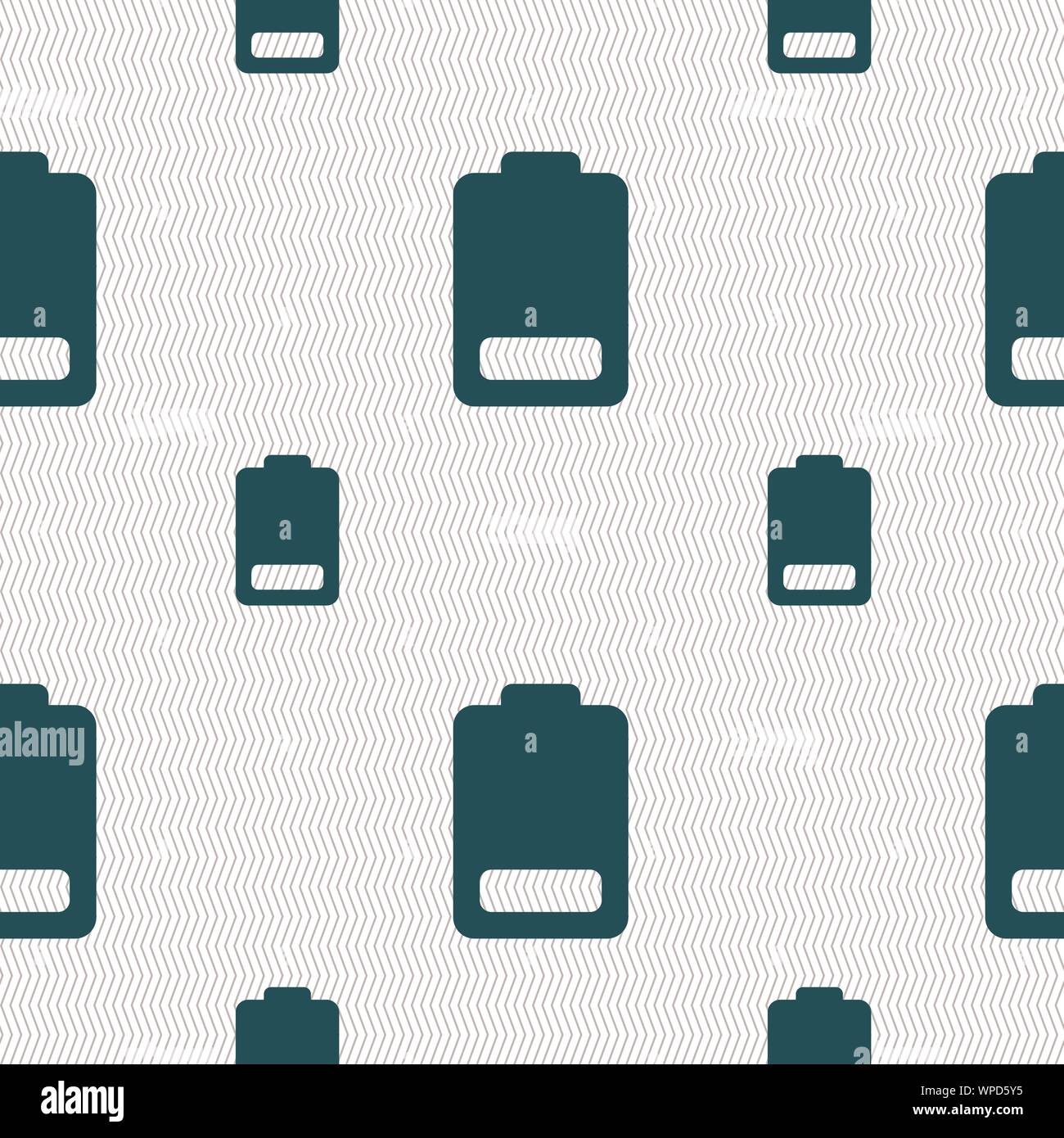 Battery low level, Electricity icon sign. Seamless pattern with ...