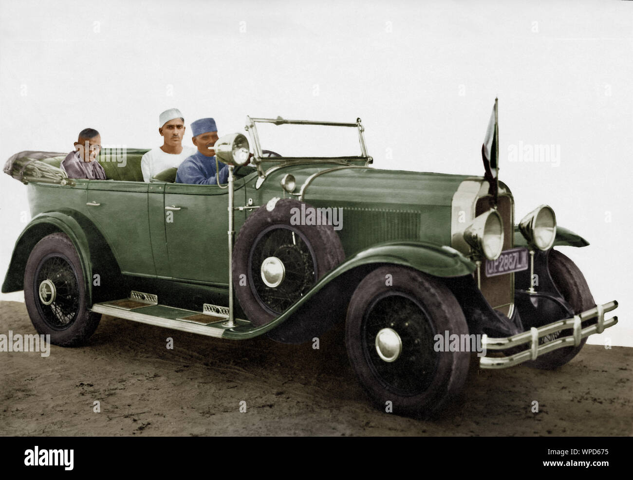 Mahatma Gandhi in car of ruler of Kalakankar, uttar pradesh, India ...