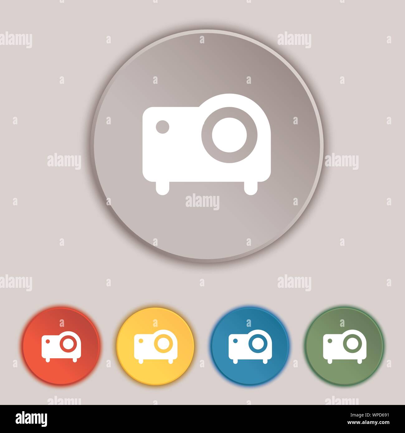 projector icon sign. Symbol on five flat buttons. Vector Stock Vector ...