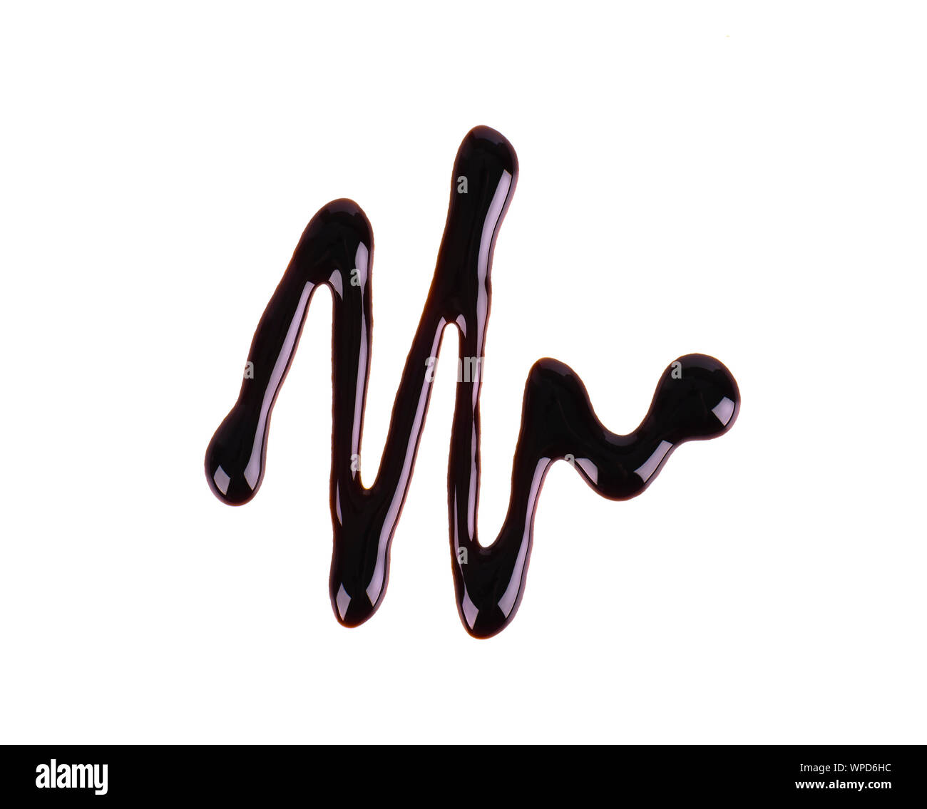 Chocolate syrup drop isolated on white background. Top view Stock Photo ...