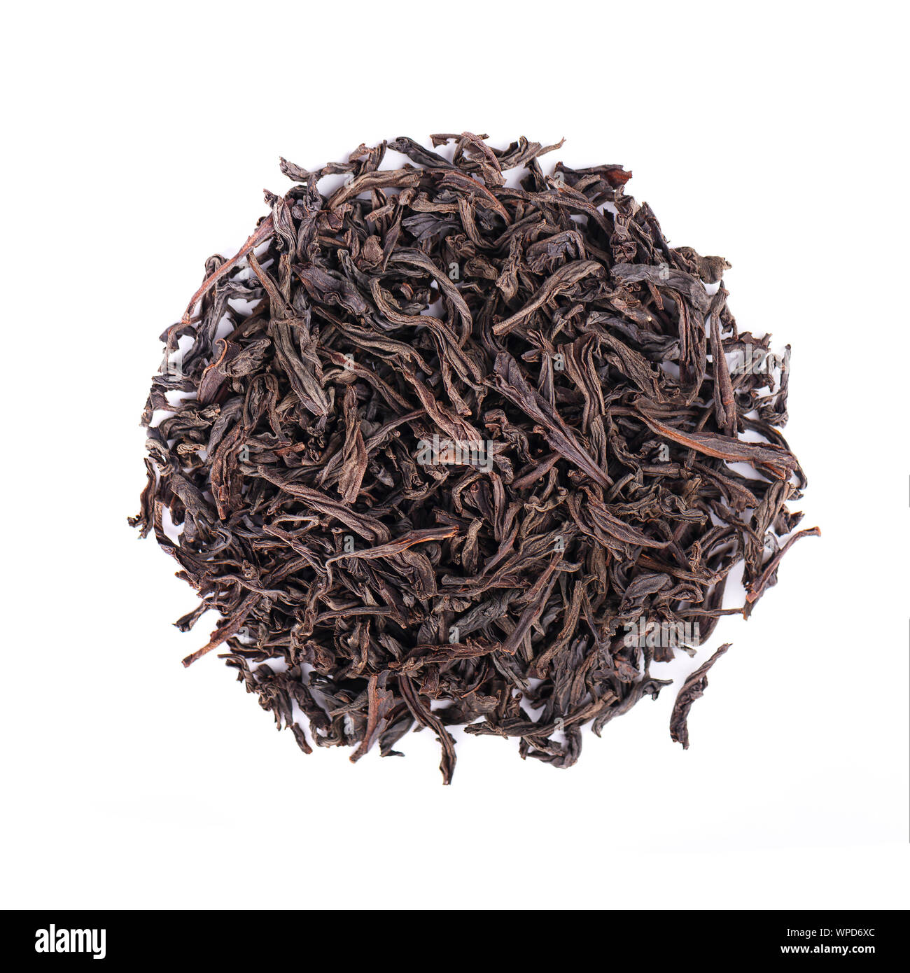 Black Ceylon tea with bergamot, isolated on white background. Top view ...