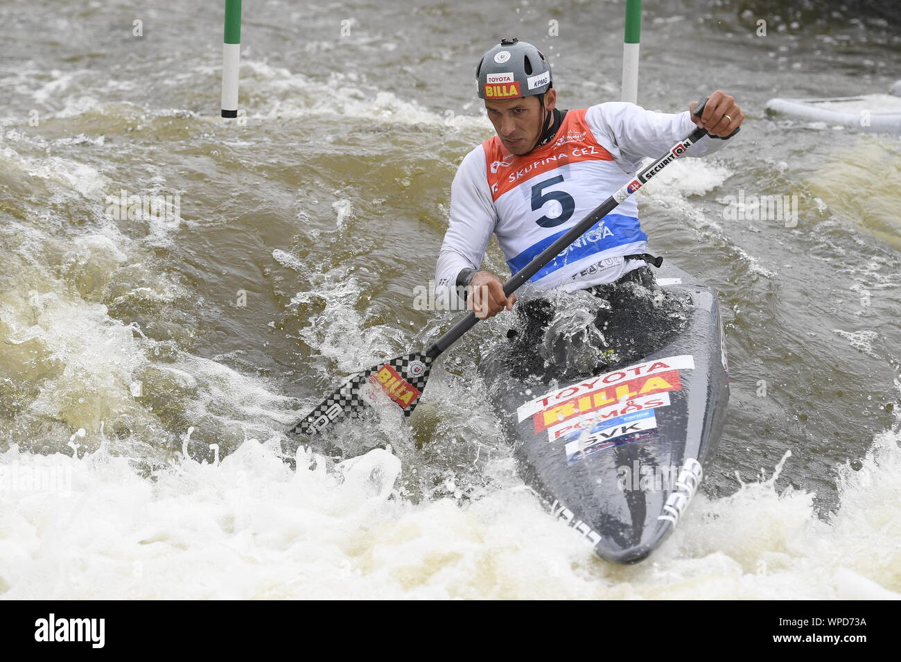 Matej Benus (Slovakia) in action during the 2019 ICF Canoe Slalom World ...