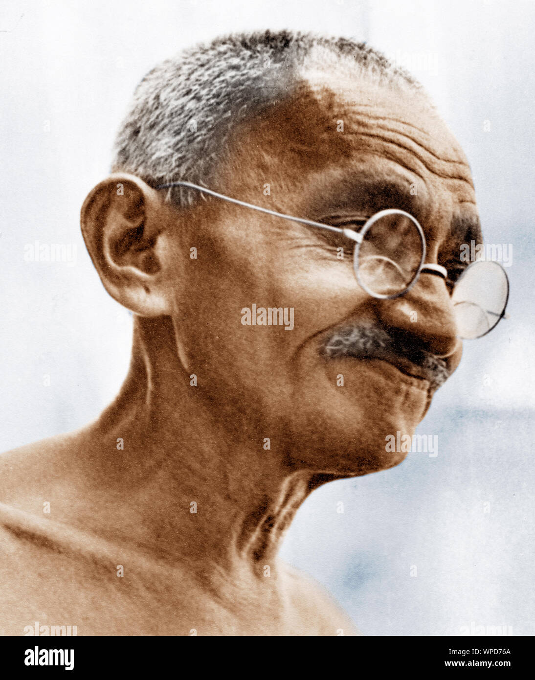 Mahatma Gandhi old vintage portrait unusual expression, India, Asia ...