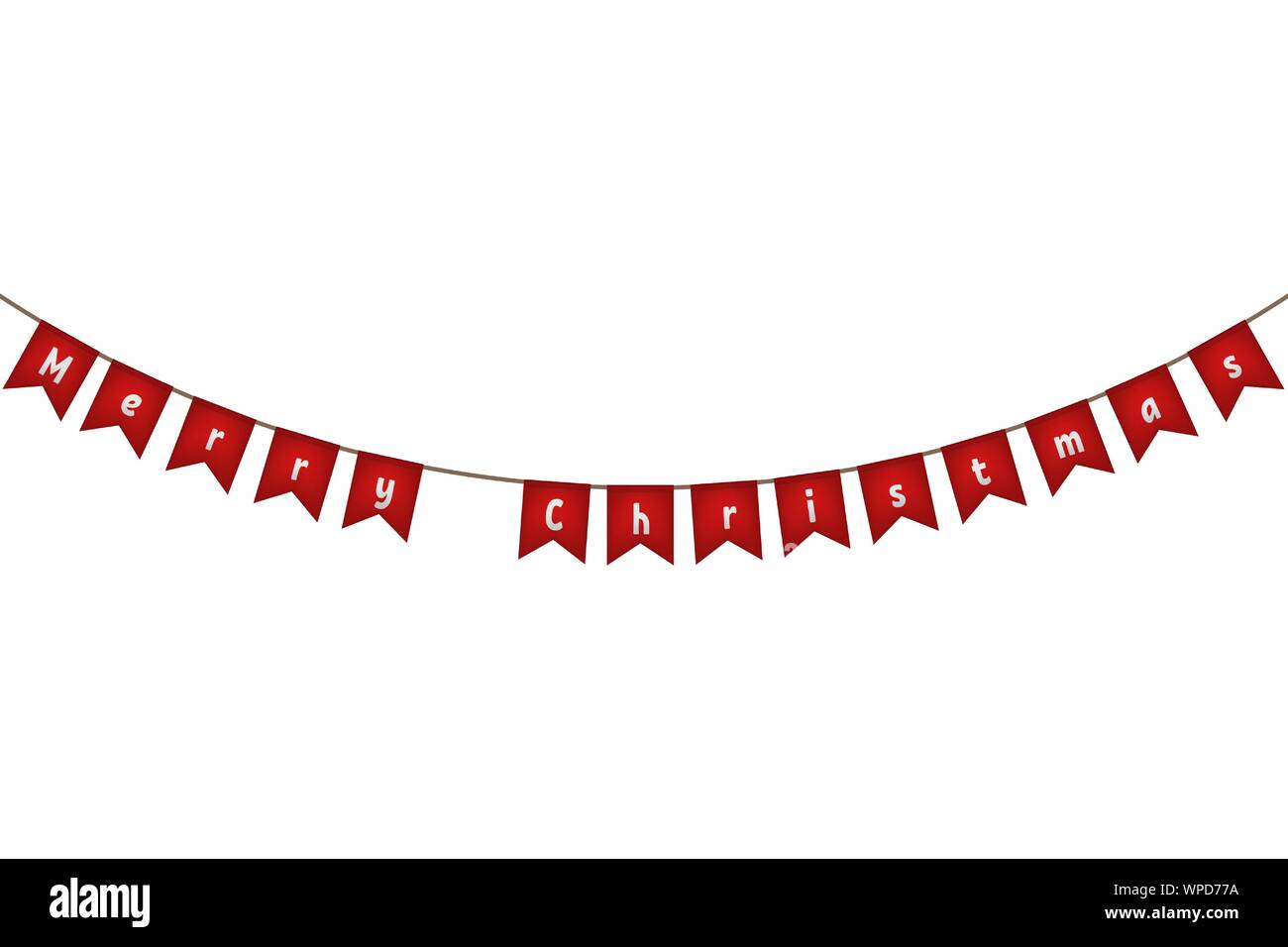 Merry Christmas. Flag garland. Red decoration Vector illustration Stock ...