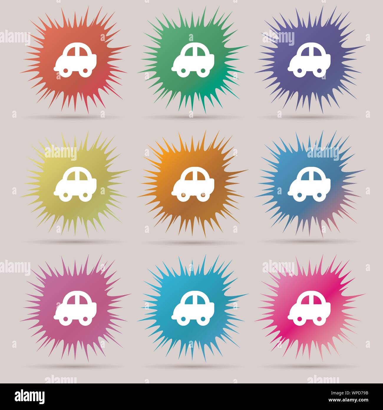 Auto icon sign. A set of nine original needle buttons. Vector Stock ...
