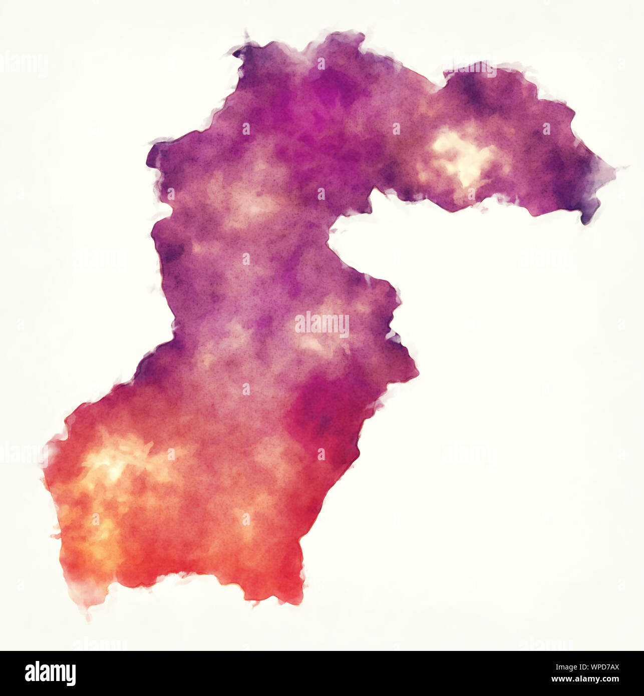 Samegrelo-Zemo Svateni region watercolor map of Georgia Stock Photo - Alamy