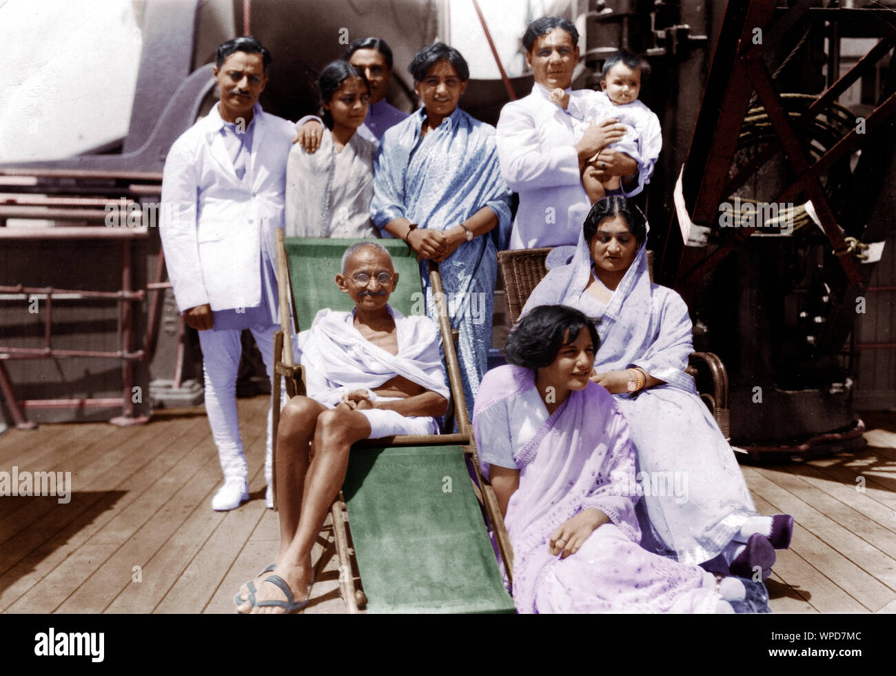 Mahatma Gandhi with fellow passengers during his voyage to England ...