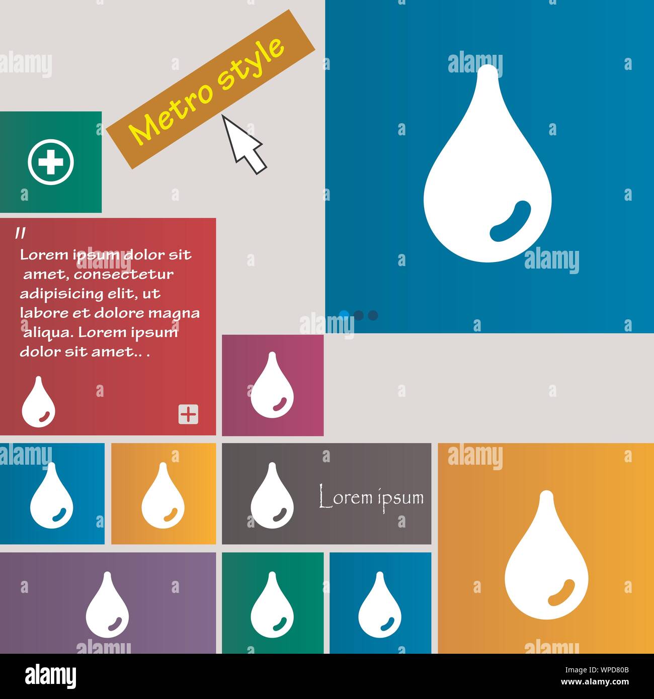 Water drop icon sign. Metro style buttons. Modern interface website buttons with cursor pointer ...