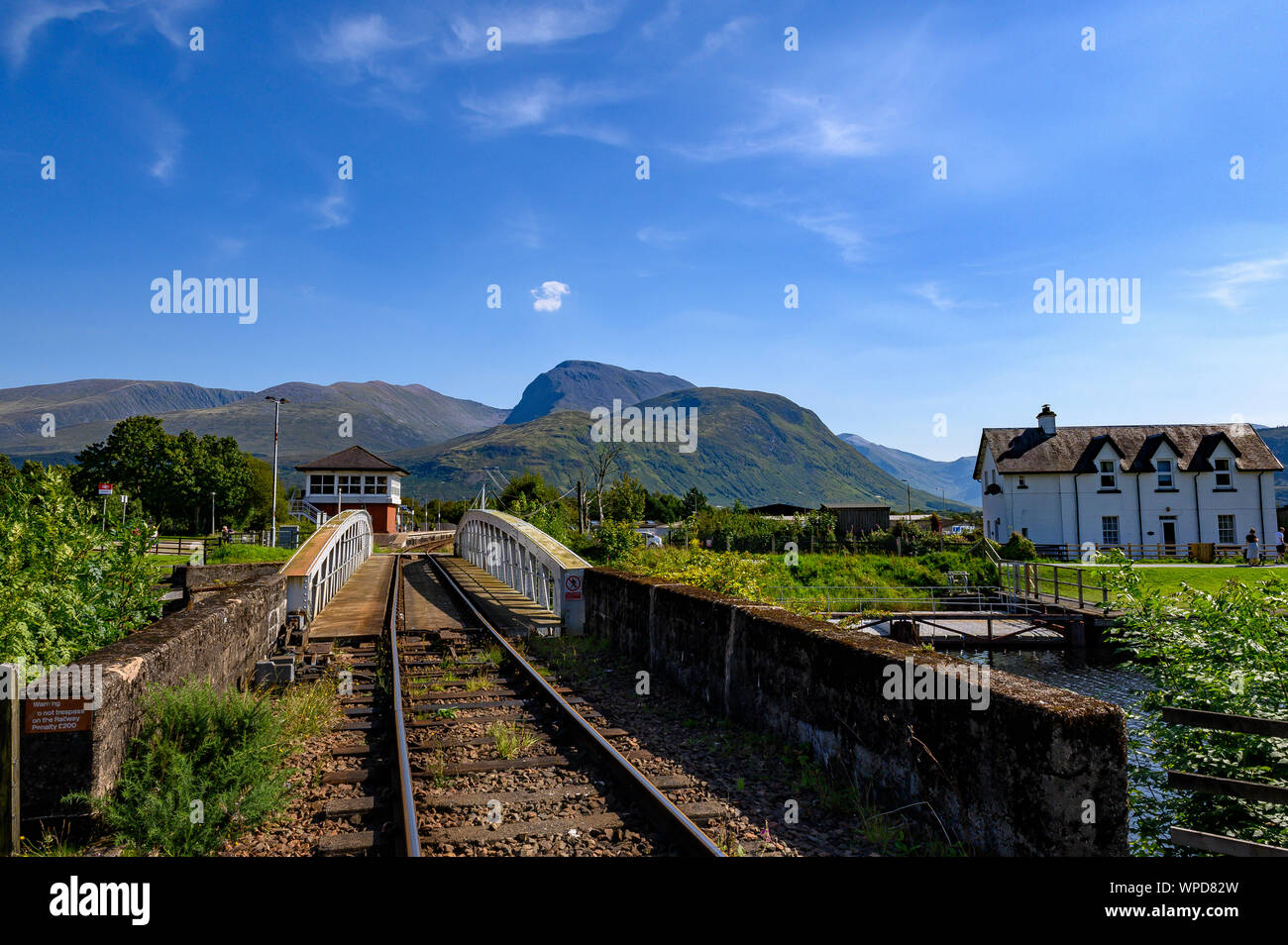 Banavie Railway Station and Bridge, Banavie, Scotland, UK Stock Photo ...