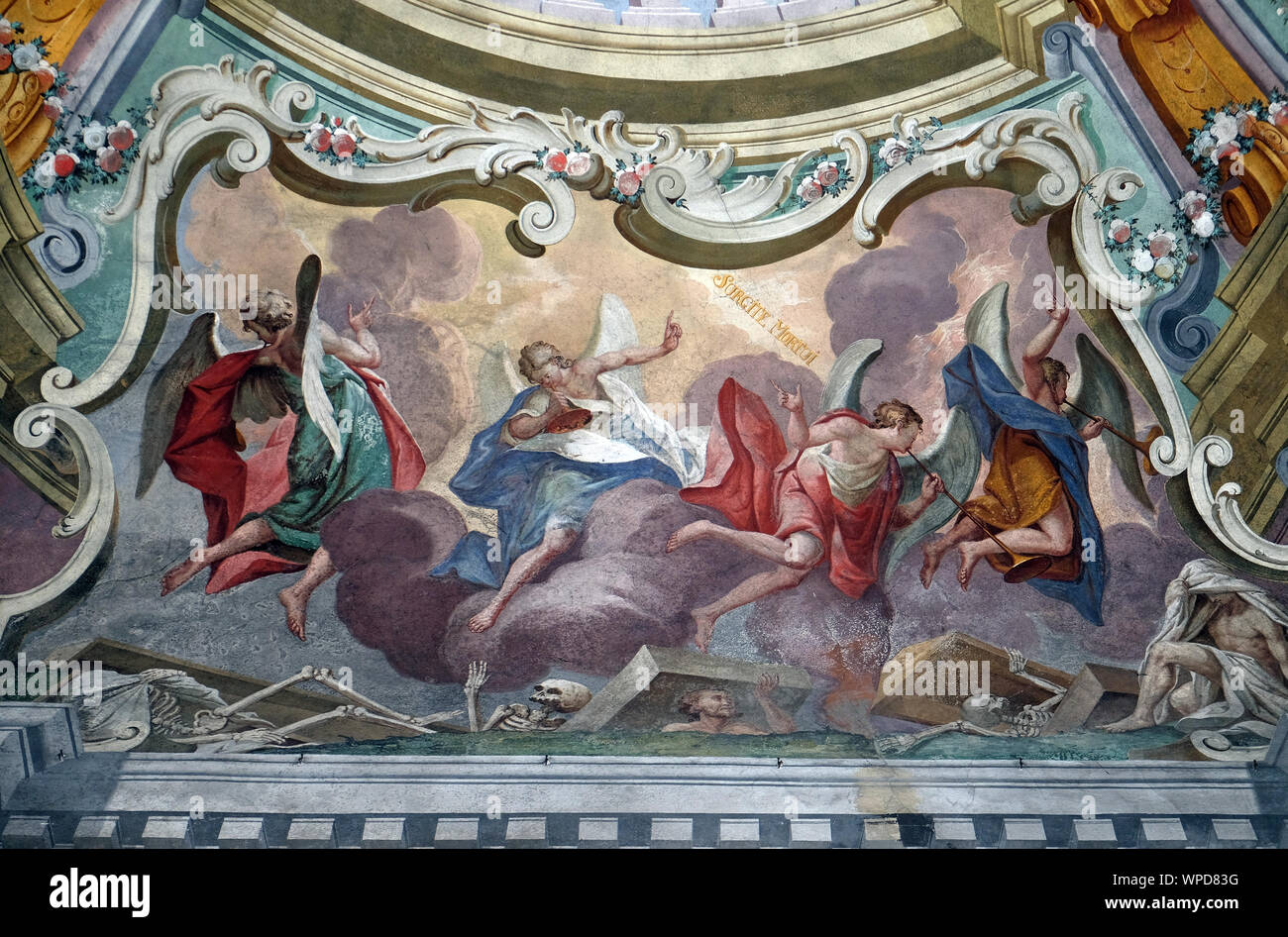 Angels, fresco on the ceiling of the Saint John the Baptist church in ...