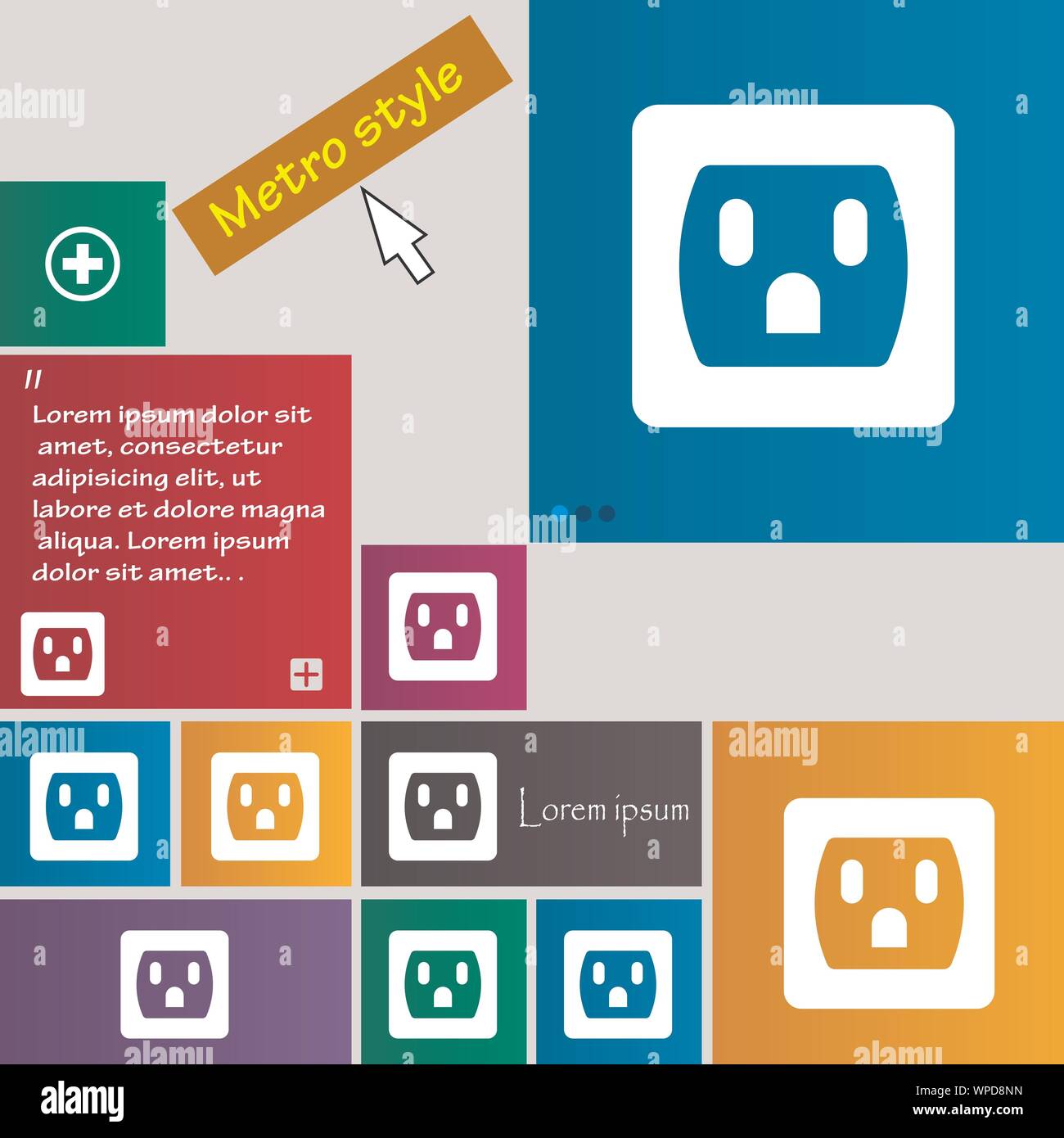 Electric plug, Power energy icon sign. Metro style buttons. Modern interface website buttons ...