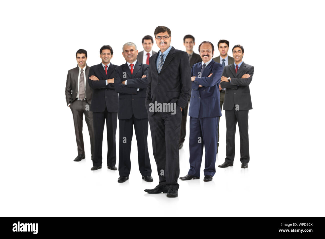 Boss leads to his team Stock Photo - Alamy