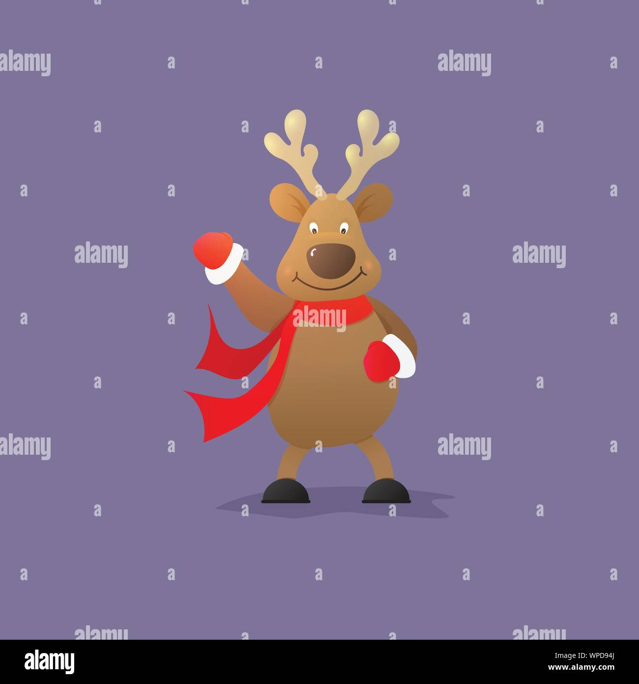 Merry reindeer waving. Happy reindeer. Christmas Eve - Vector ...