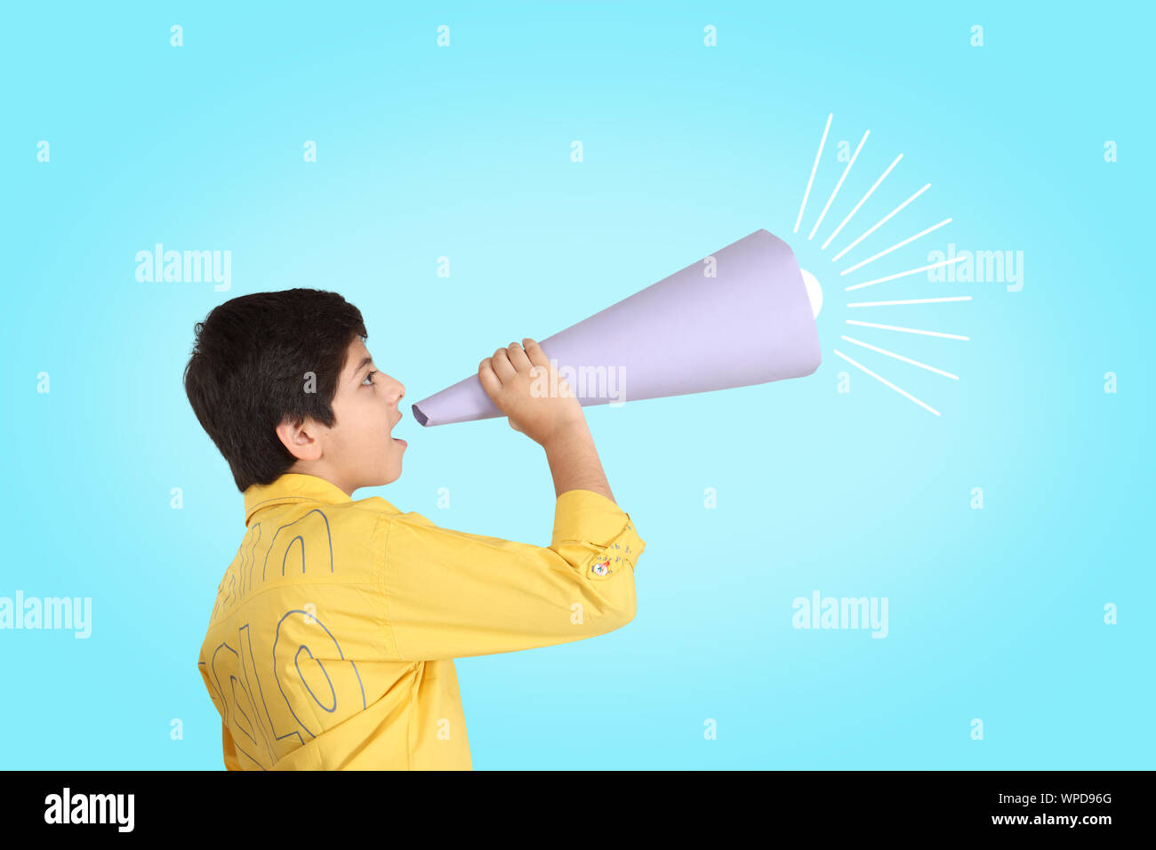 Boy with megaphone hi-res stock photography and images - Alamy