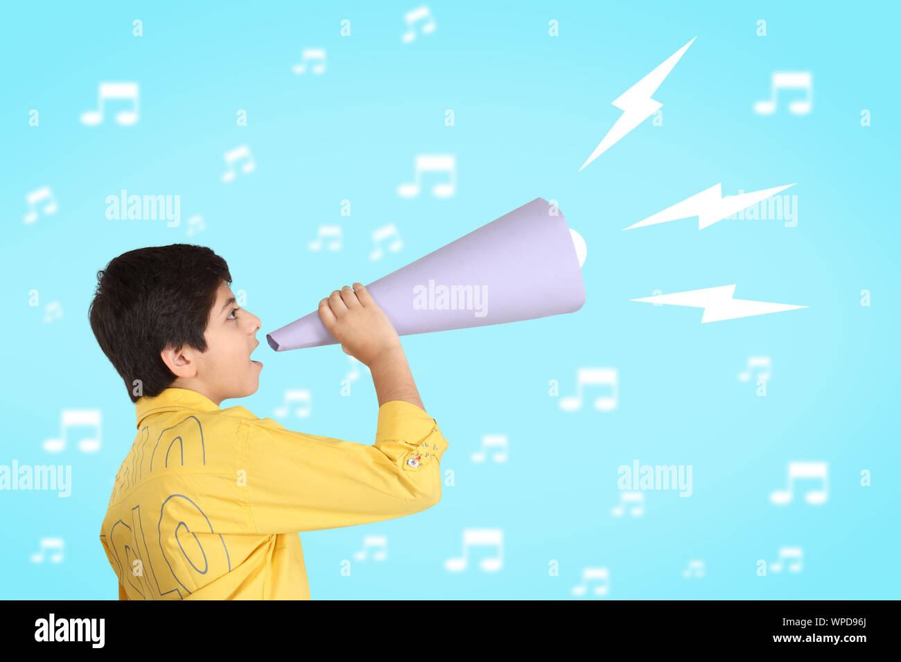 Boy with megaphone hi-res stock photography and images - Alamy