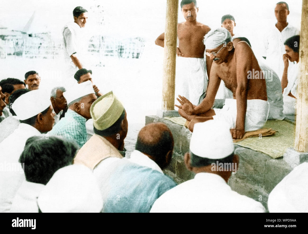 Mahatma Gandhi interview social workers, Wardha, Maharashtra, India ...