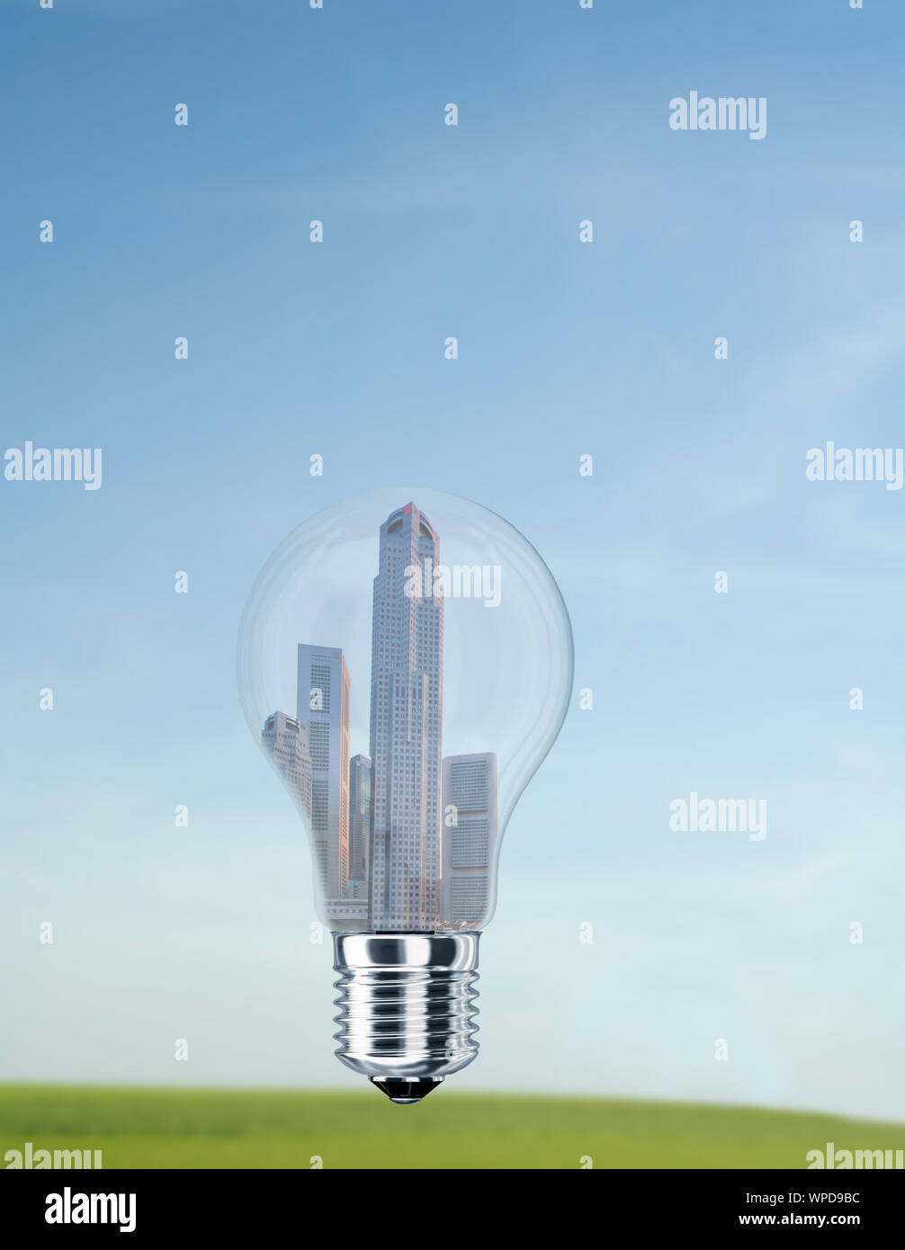 Buildings inside a light bulb Stock Photo - Alamy