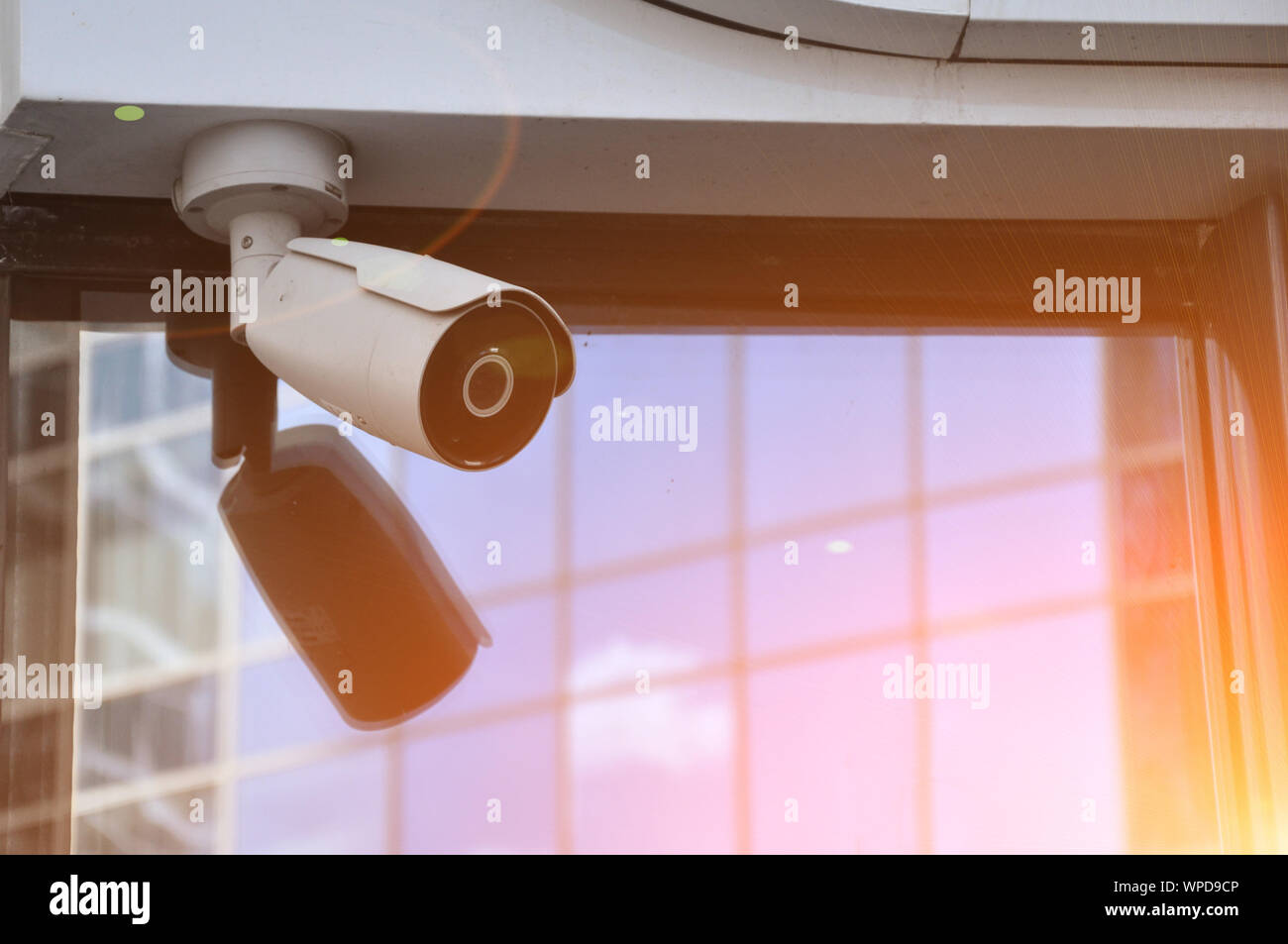 closed circuit camera Multi-angle CCTV system against the blue sky ...