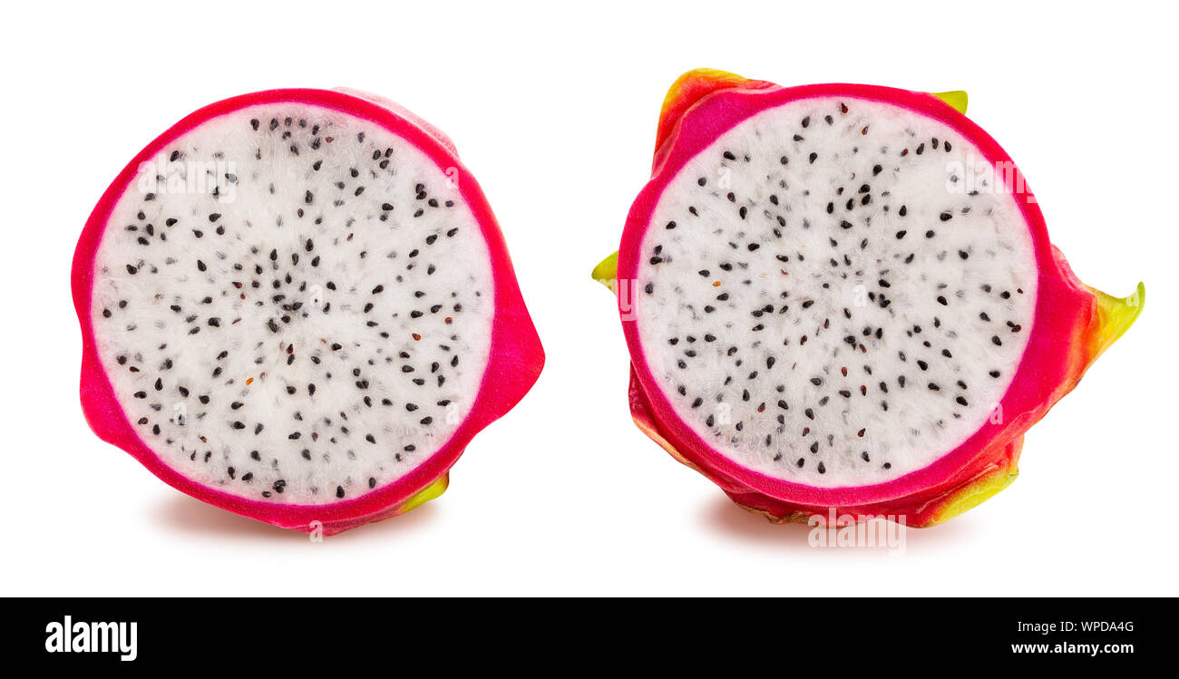 sliced red dragonfruit pitahaya path isolated on white Stock Photo - Alamy