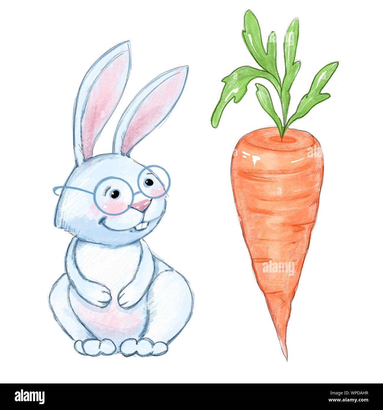 Rabbit and carrot, illustration Stock Photo - Alamy