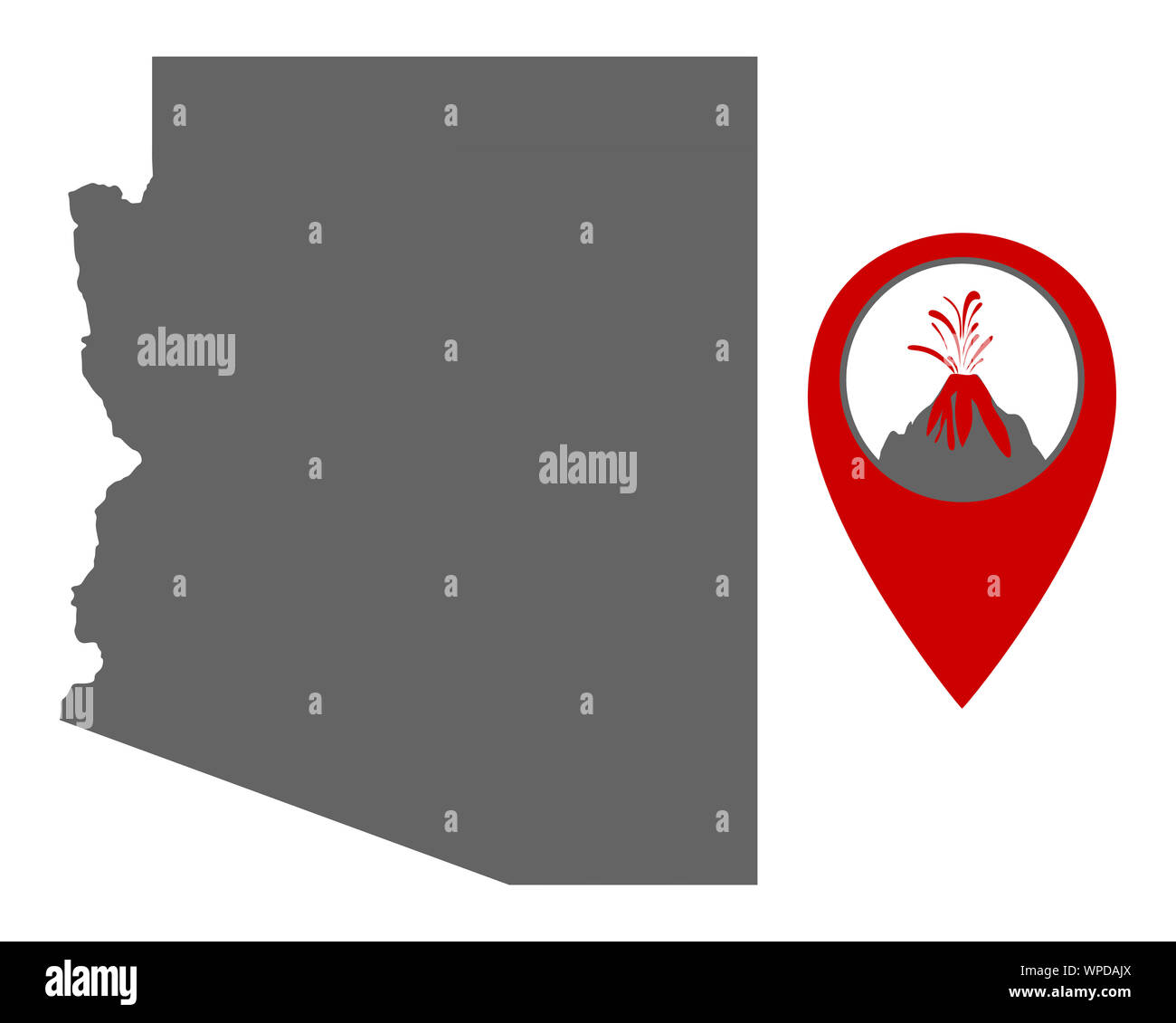 Map of Arizona with volcano locator Stock Photo - Alamy