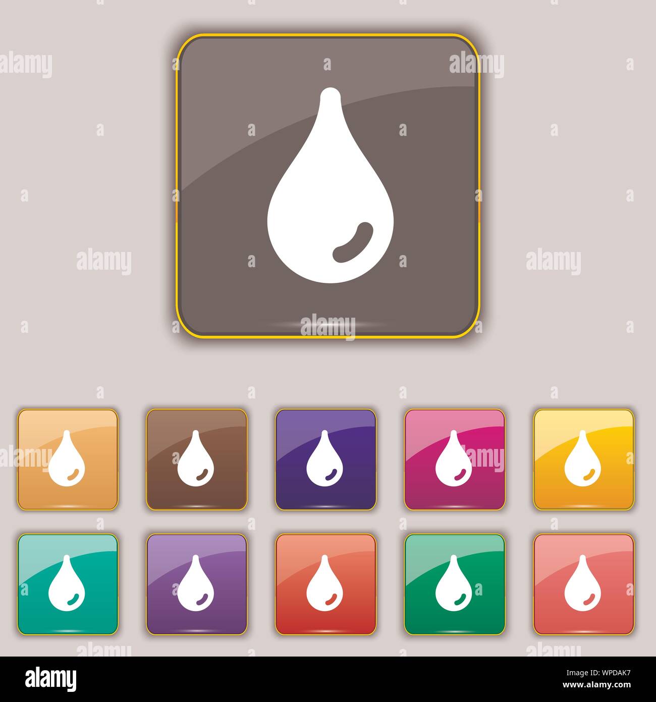 Water drop icon sign. Set with eleven colored buttons for your site ...