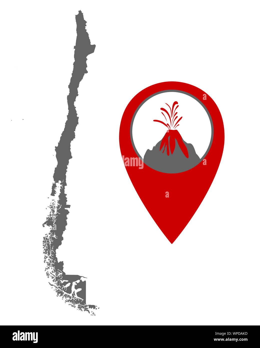 Map of Chile with volcano locator Stock Photo - Alamy