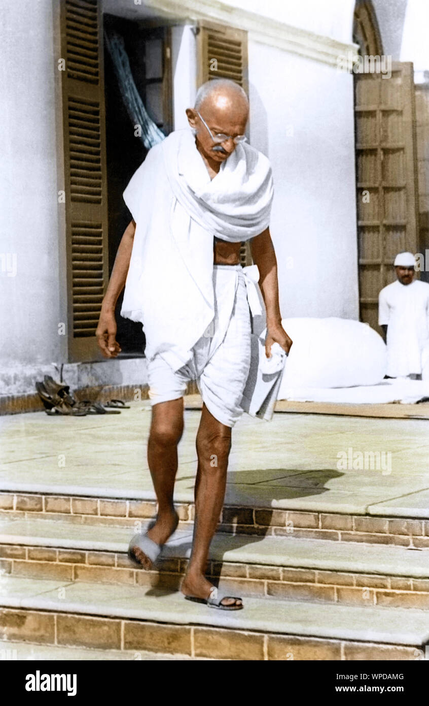 Mahatma Gandhi in compound of Birla House, Delhi, India, Asia, 1938 ...