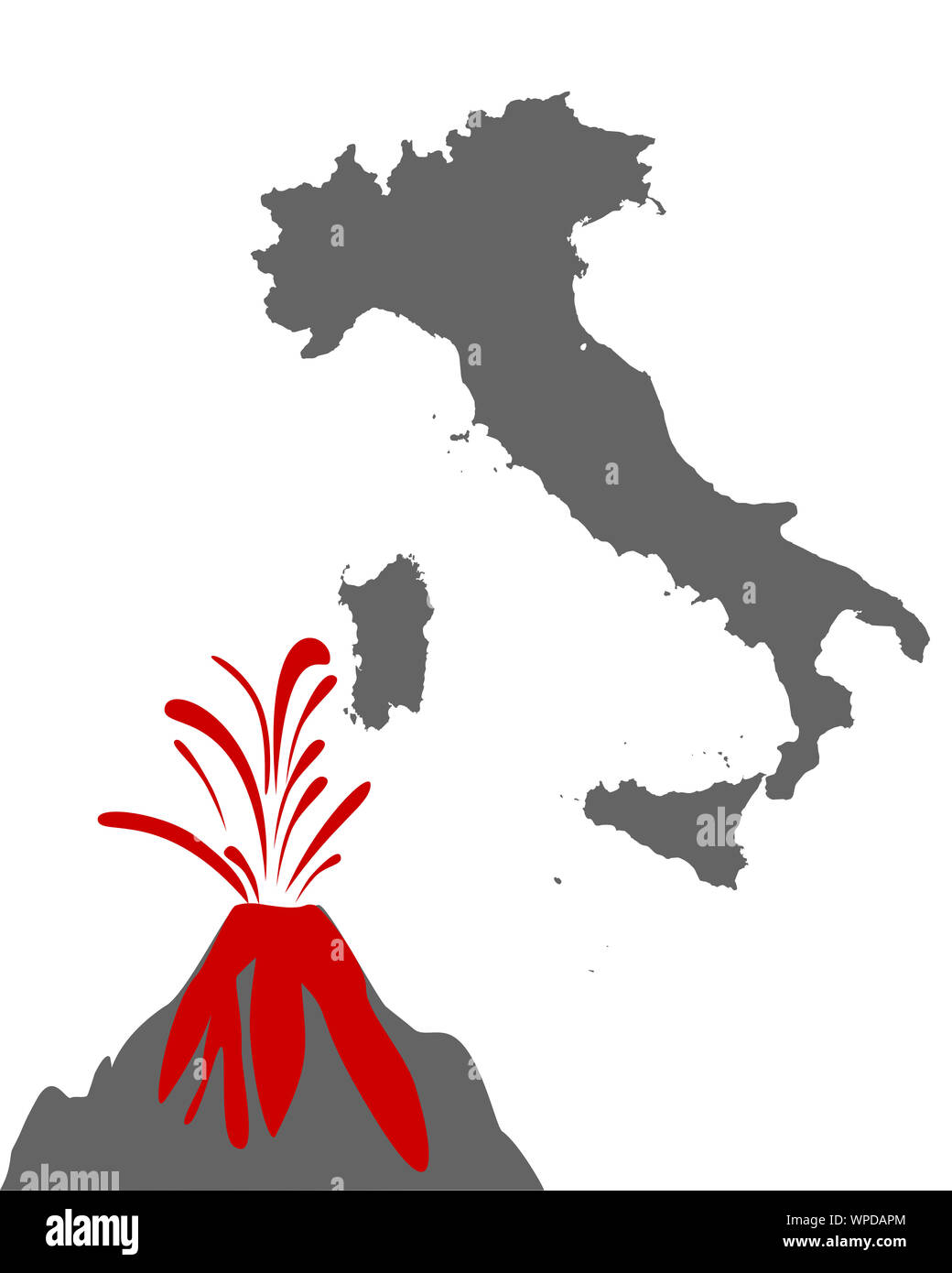 Map of Italy with volcano Stock Photo - Alamy