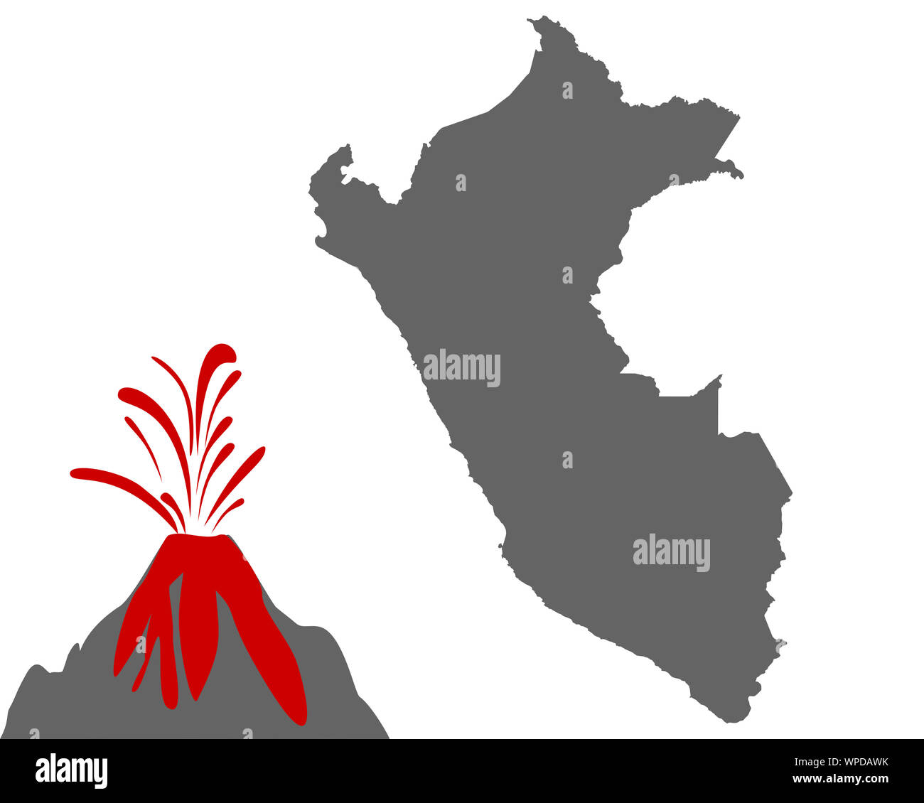 Map of Peru with volcano Stock Photo - Alamy