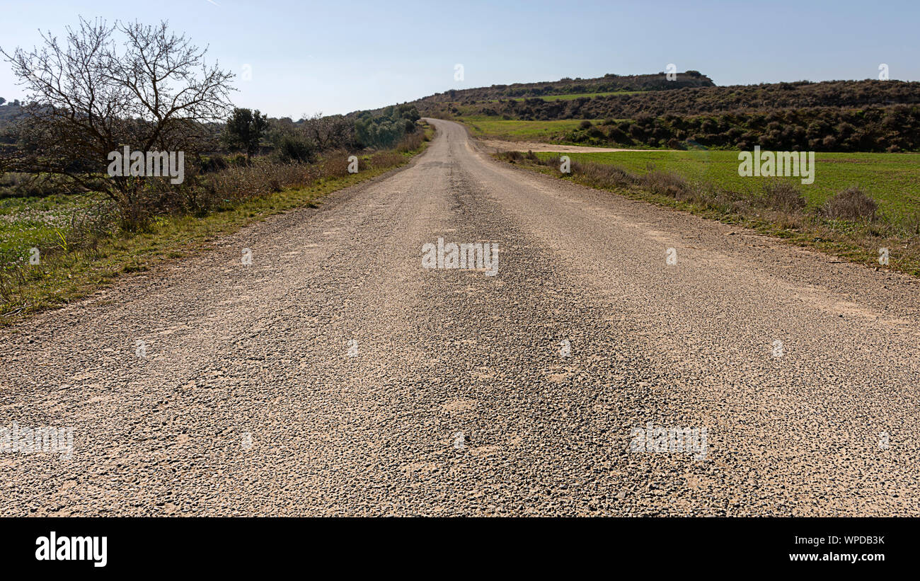 Road to the future concept. Old paved road leading to the horizon. Way ...