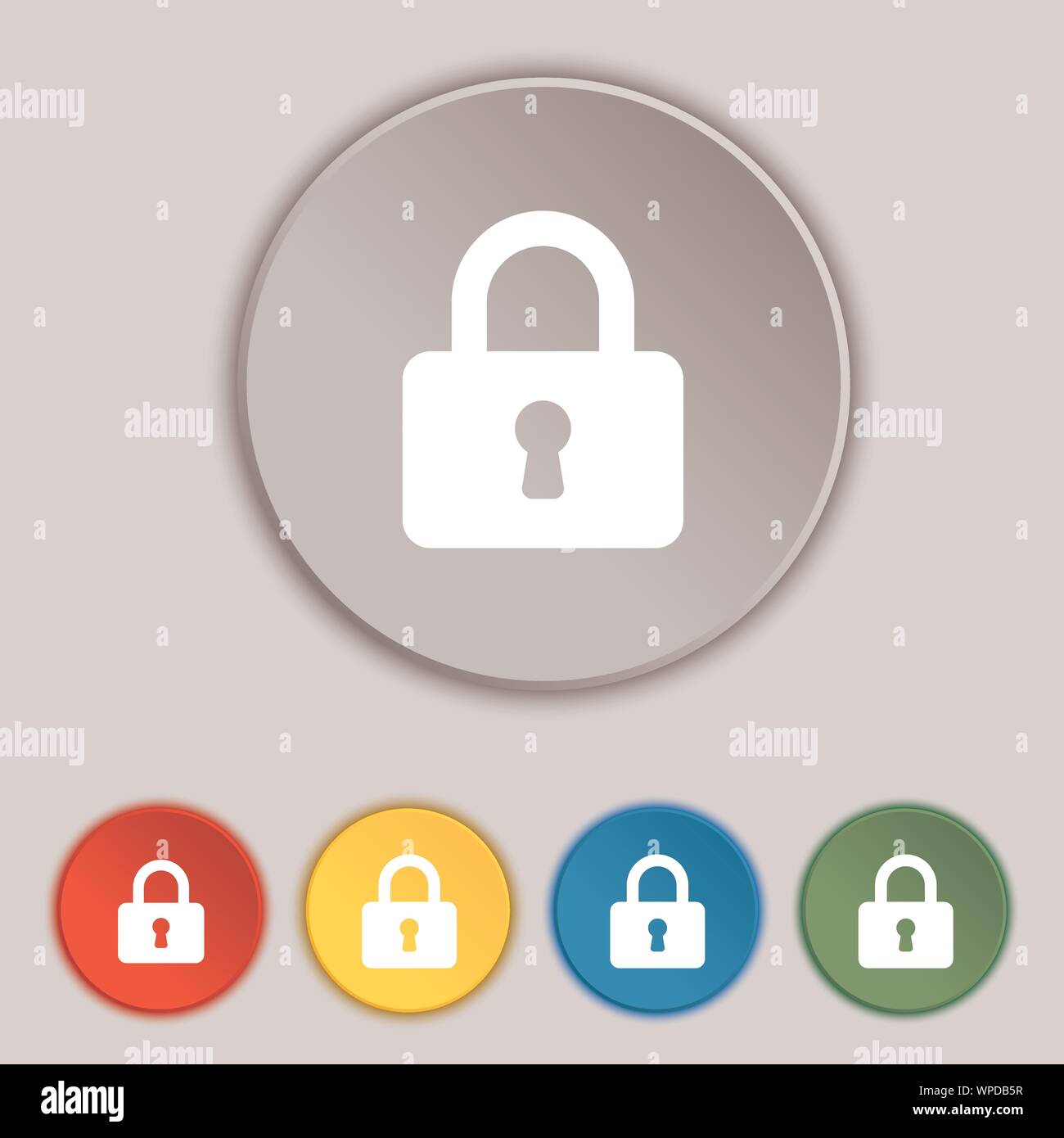 Pad Lock icon sign. Symbol on five flat buttons. Vector Stock Vector ...