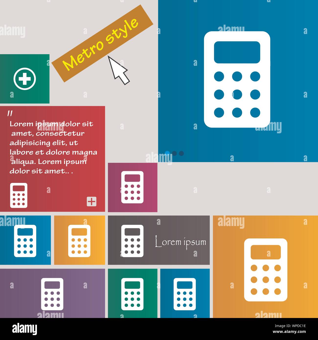 Calculator, Bookkeeping icon sign. Metro style buttons. Modern ...