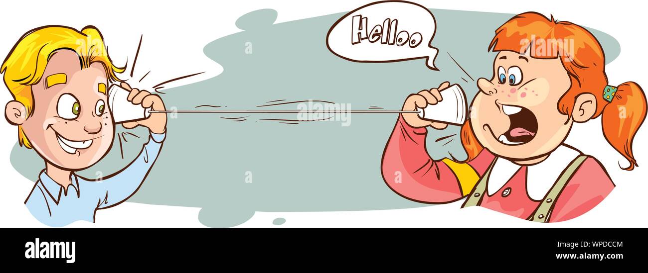 Vector illustration of a A String Phone Experiment Stock Vector Image ...