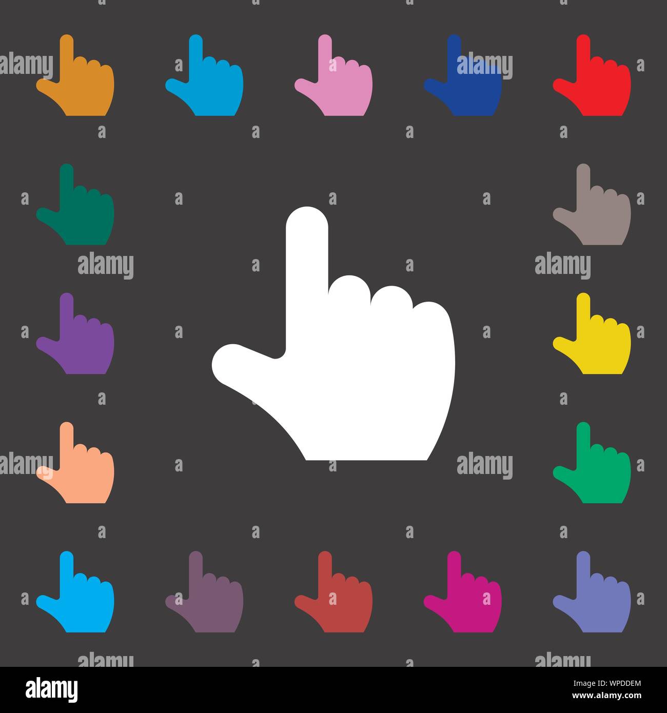 pointing hand icon sign. Lots of colorful symbols for your design ...