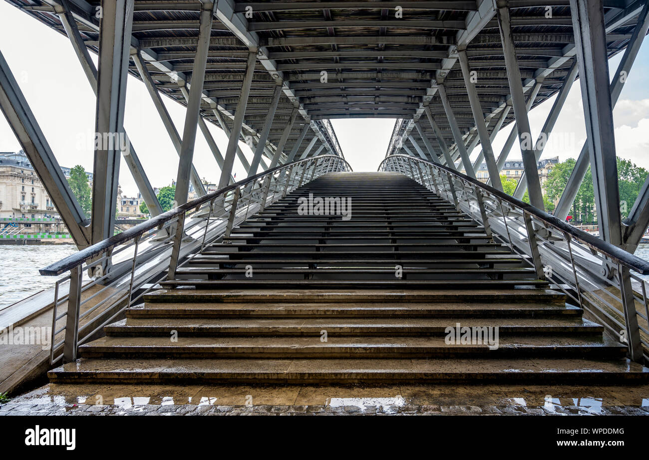 Arch truss structural bridge over the Seine River in Paris connecting ...