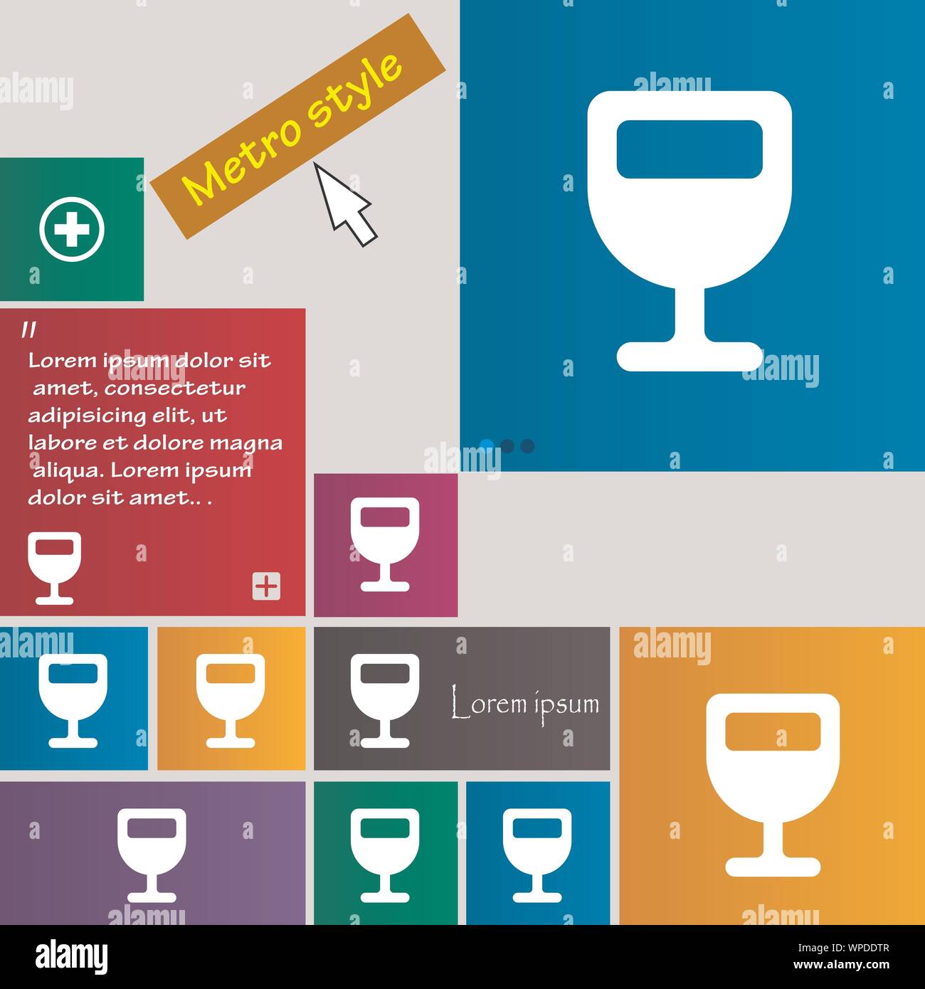 Wine glass, Alcohol drink icon sign. Metro style buttons. Modern interface website buttons with ...