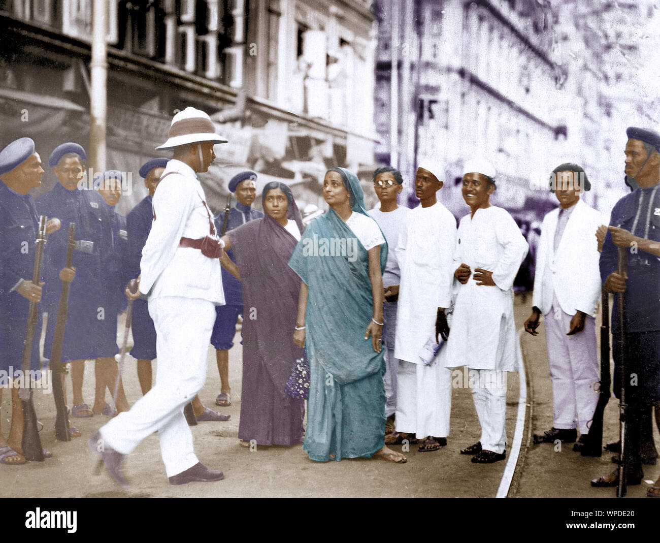 Police argue with woman protests Quit India movement, India, Asia ...