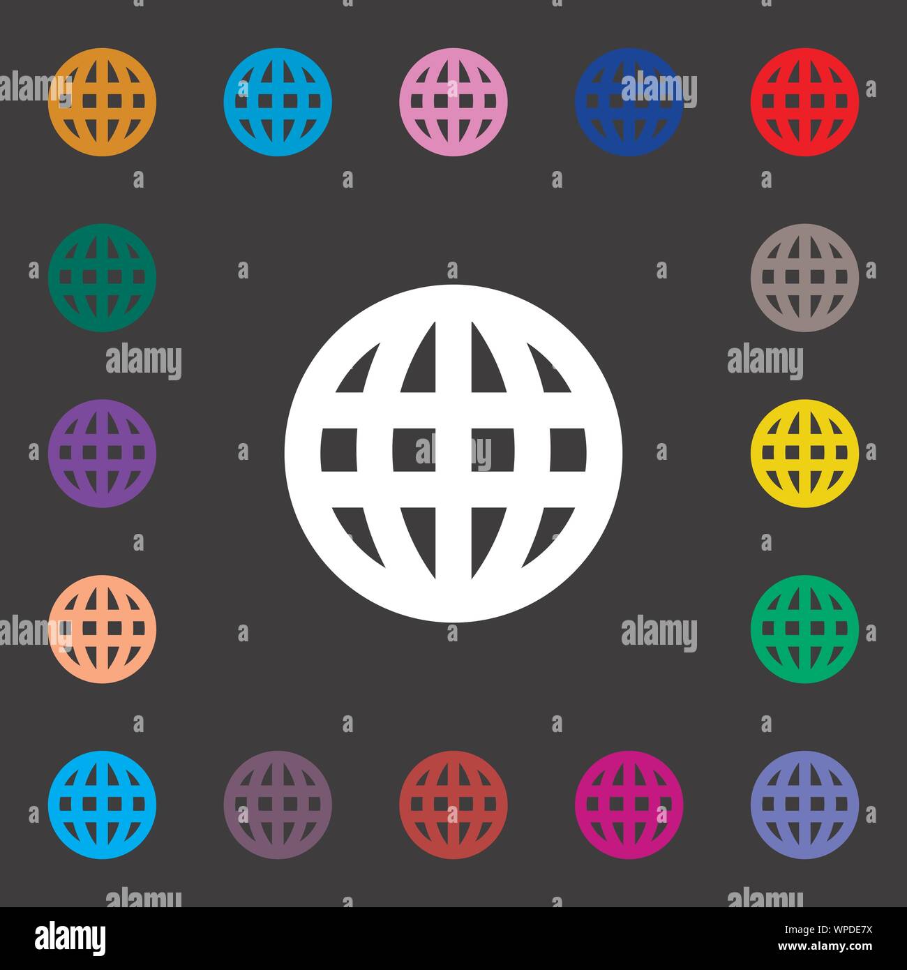 Globe, World map geography icon sign. Lots of colorful symbols for your ...