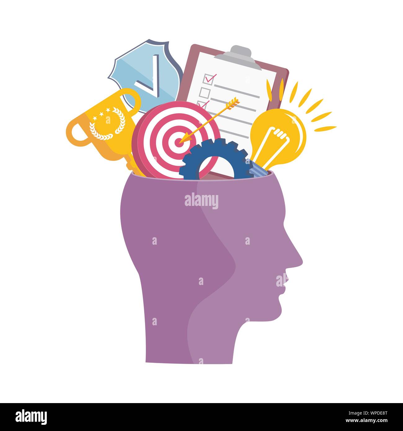 Human head with thoughts and ideas. Metaphor of creative inspiration ...