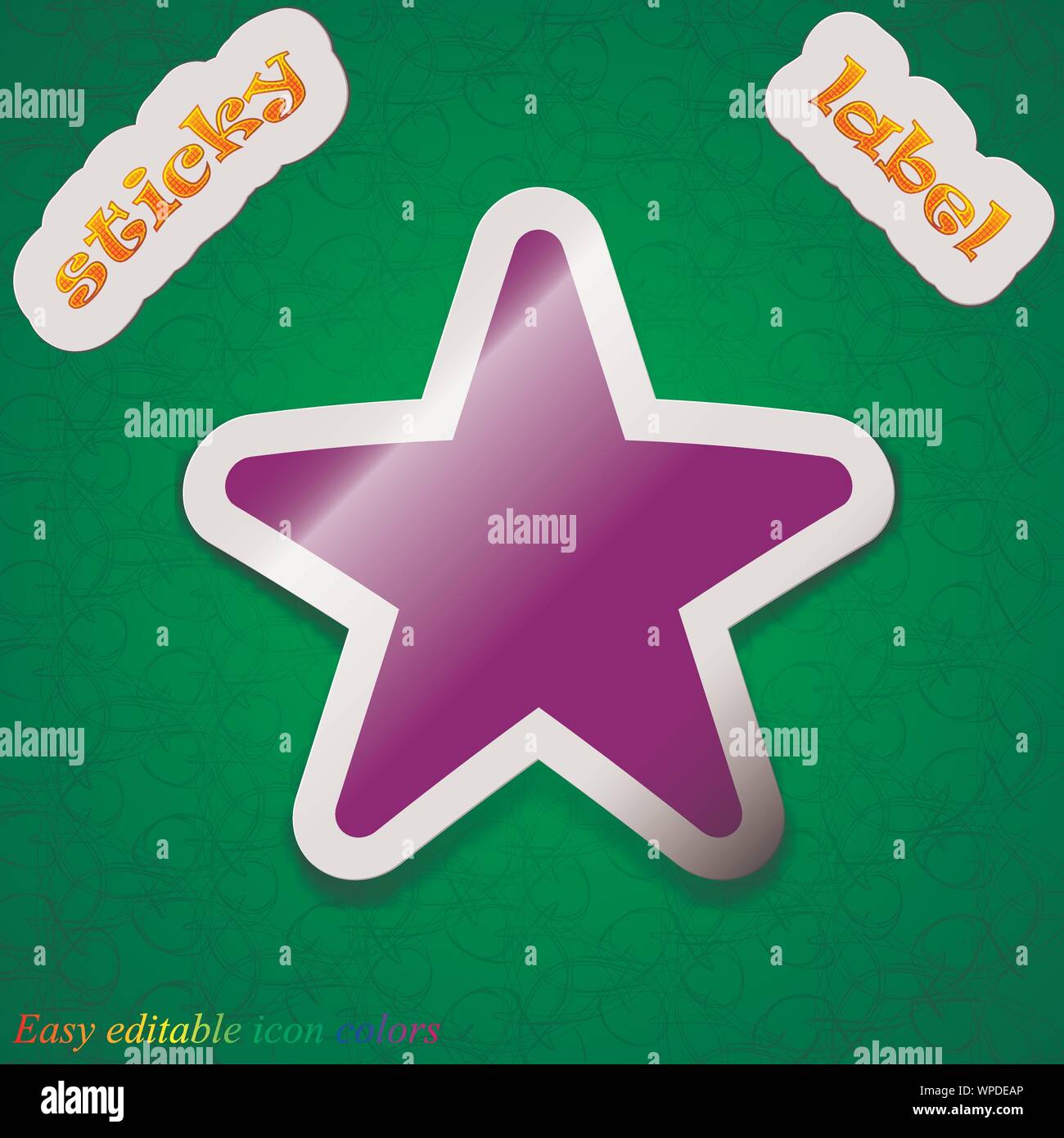 Favorite Star icon sign. Symbol chic colored sticky label on green ...