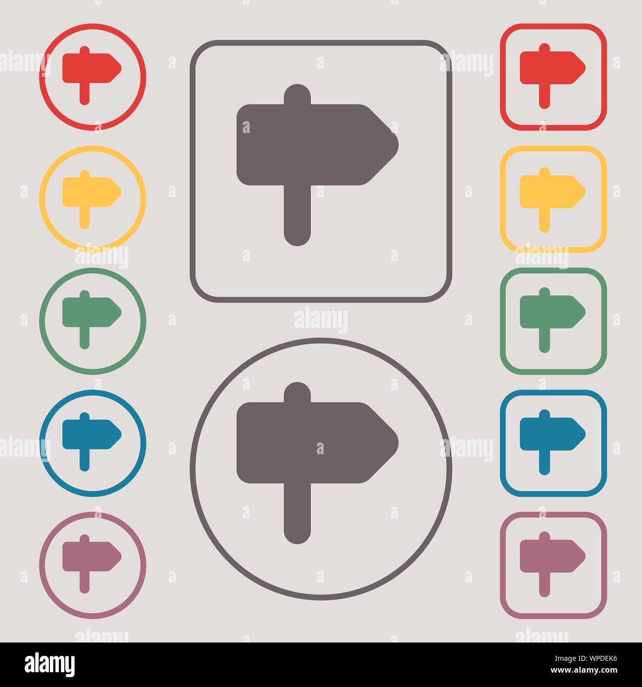 Information Road icon sign. symbol on the Round and square buttons with ...