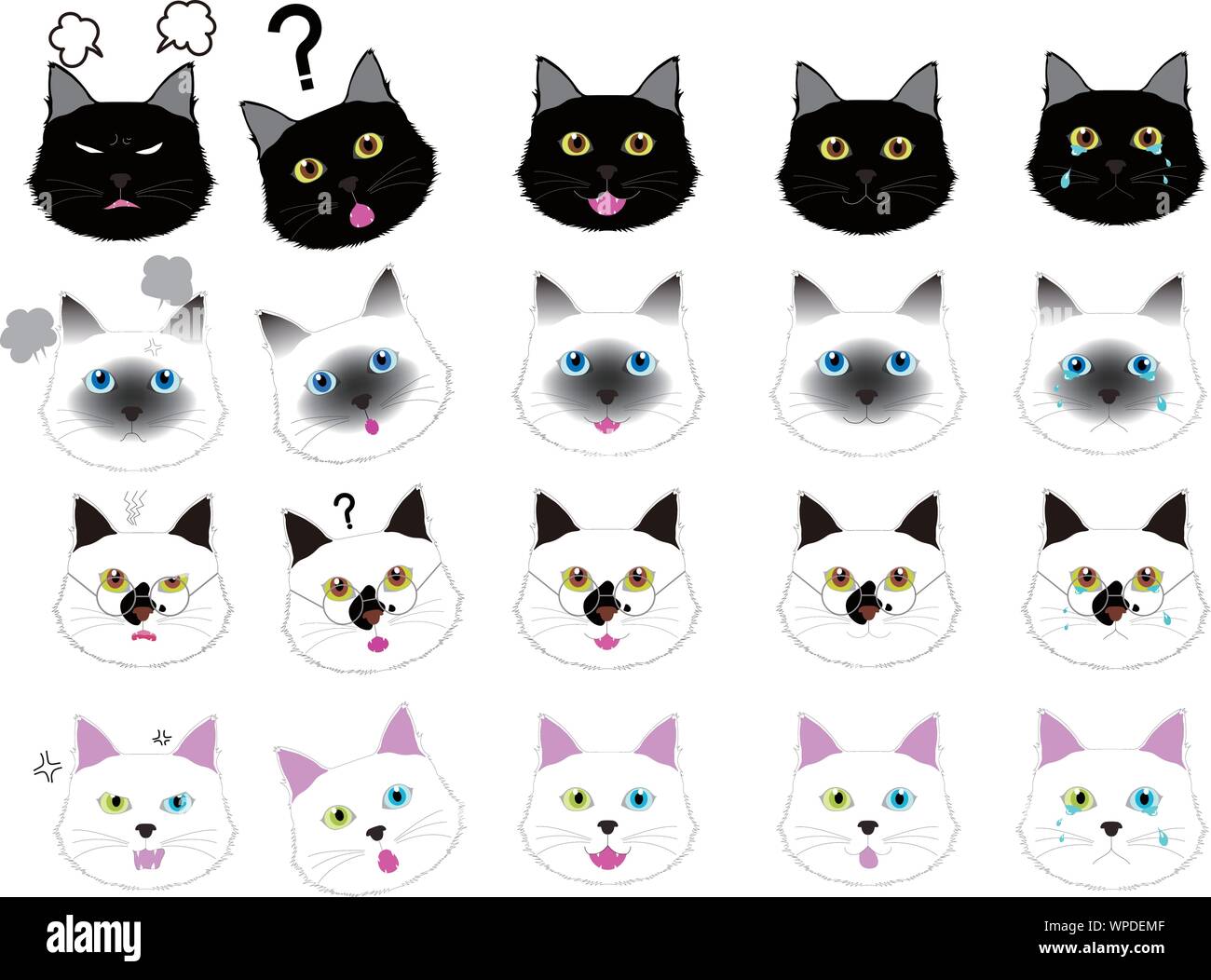 A collection of cats in vectors with different expressions Stock Photo ...