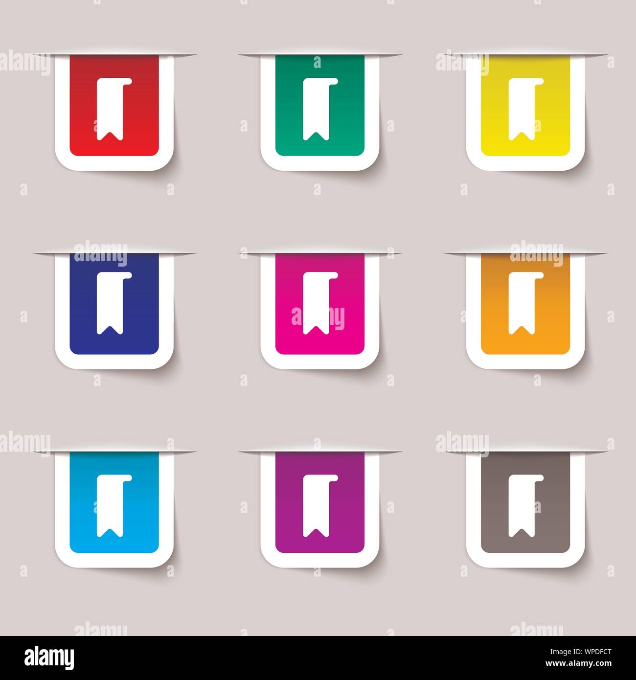 bookmark icon sign. Set of multicolored modern labels for your design ...