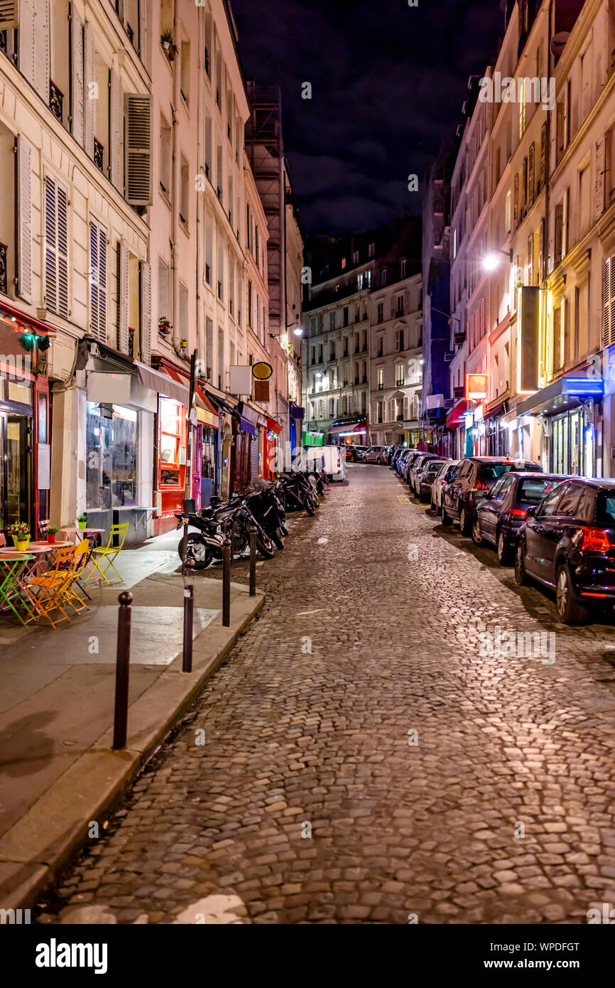 Nighttime City Streets In Paris