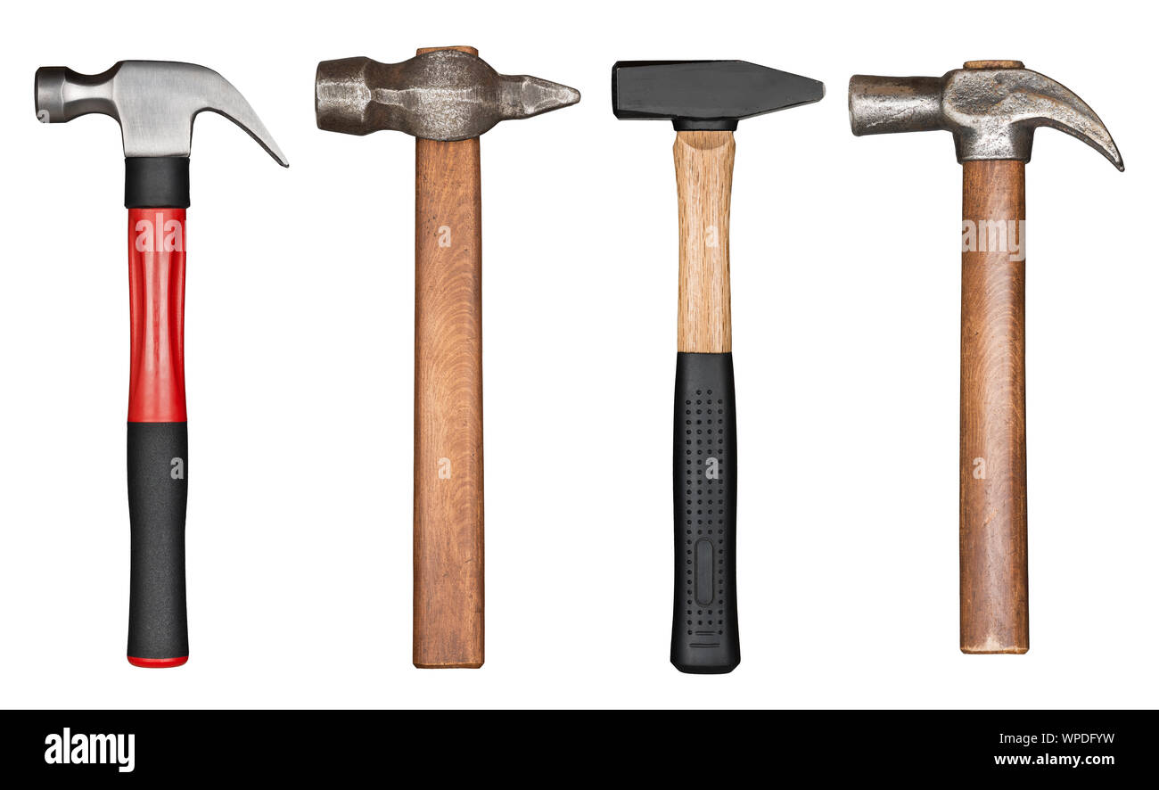 Various hammers isolated on white Stock Photo - Alamy