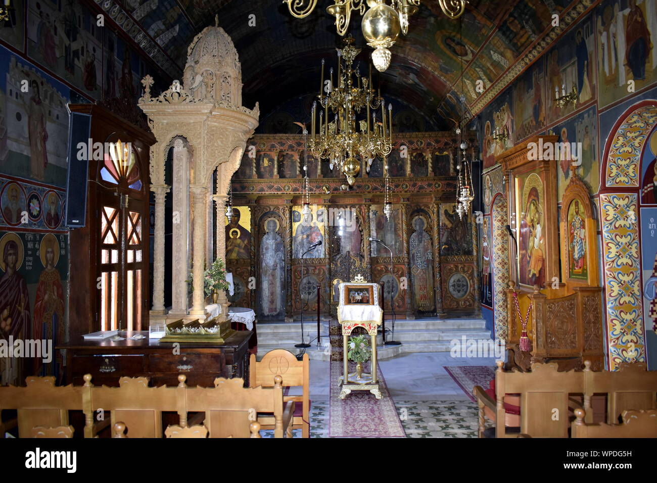 Monastery, interior, Zakynthos, island, Greece, Panagia Eleythterotria ...