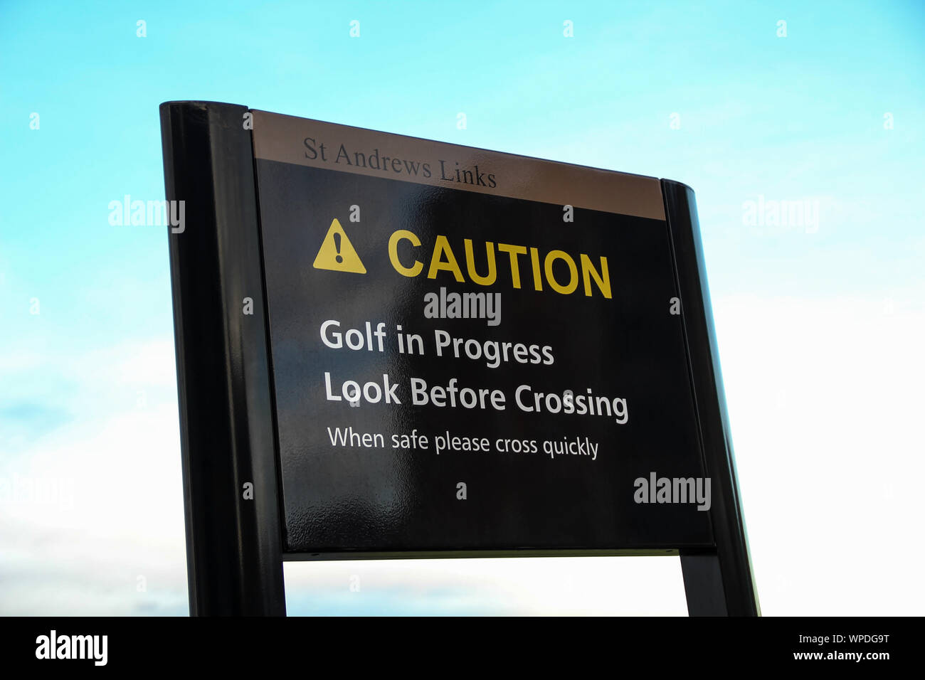 A public safety signboard at St Andrews golf course Scotland Stock ...
