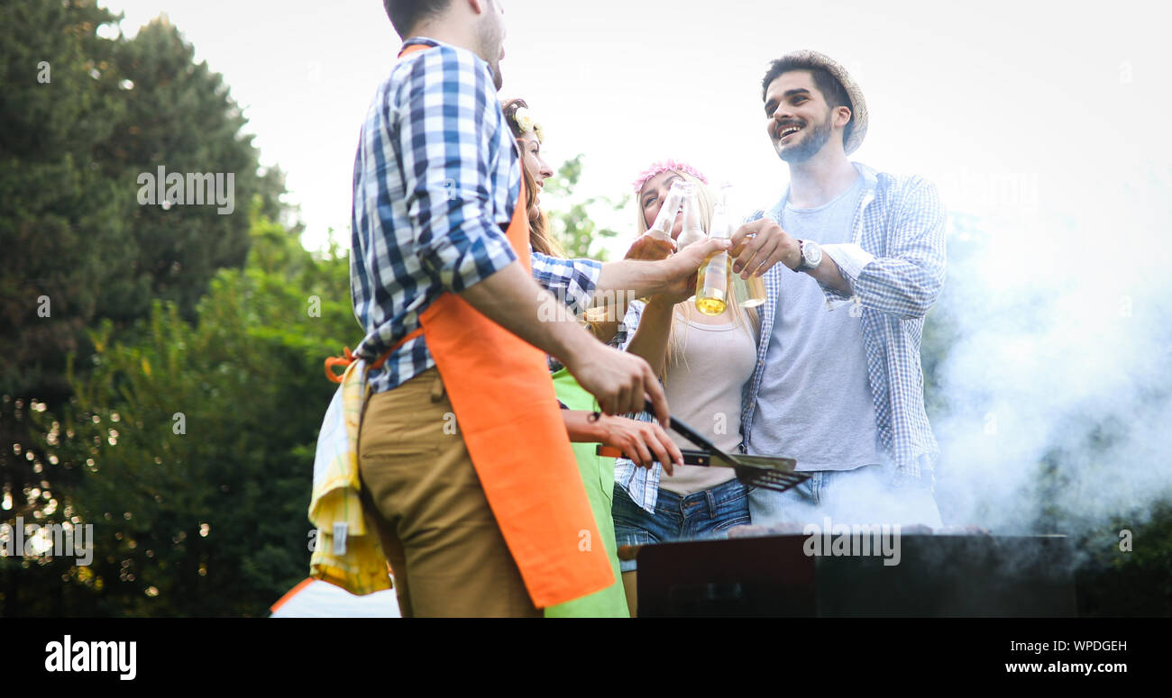 Friends enjoying lunch the countryside hi-res stock photography and ...