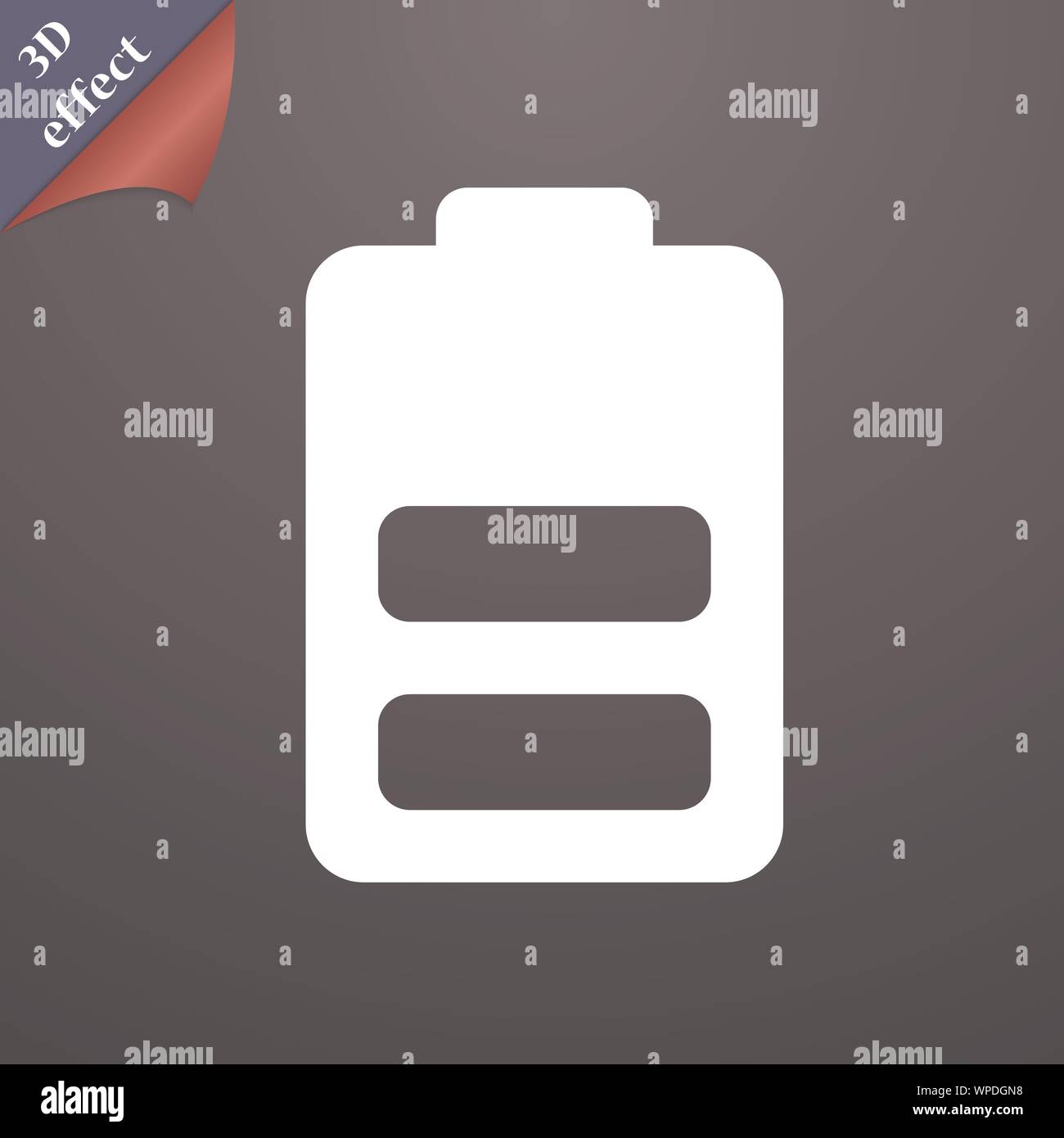 Battery half level, Low electricity icon symbol. 3D style. Trendy ...